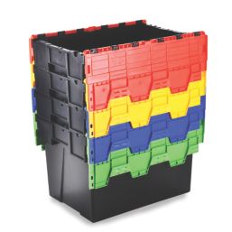 Barton 77Ltr 400mm x 600mm x 400mm Black / Blue Container with Attached ...