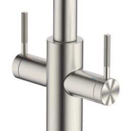 Clearwater Topaz J-Spout Monobloc Mixer Tap Brushed Nickel PVD - Screwfix