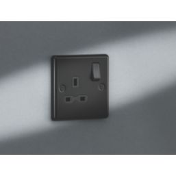 Knightsbridge 13A 1-Gang DP Switched Socket Matt Black with Black ...