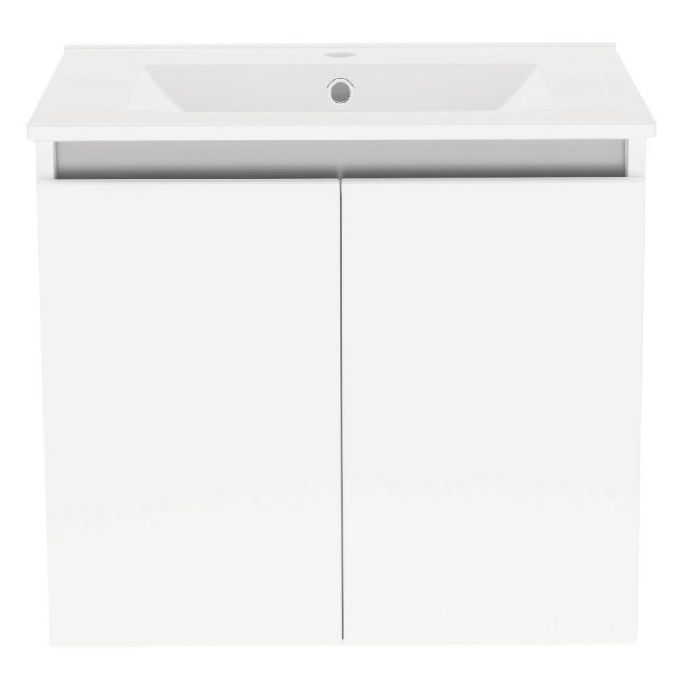 Newland Double Door Wall-Mounted Vanity Unit with Basin Gloss White ...