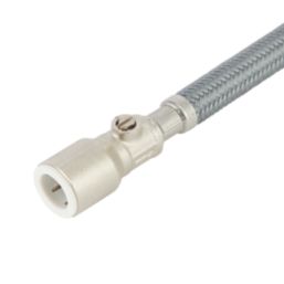 Flomasta Push-Fit Straight Flexible Hose with Isolating Valve 15mm x 1/ ...