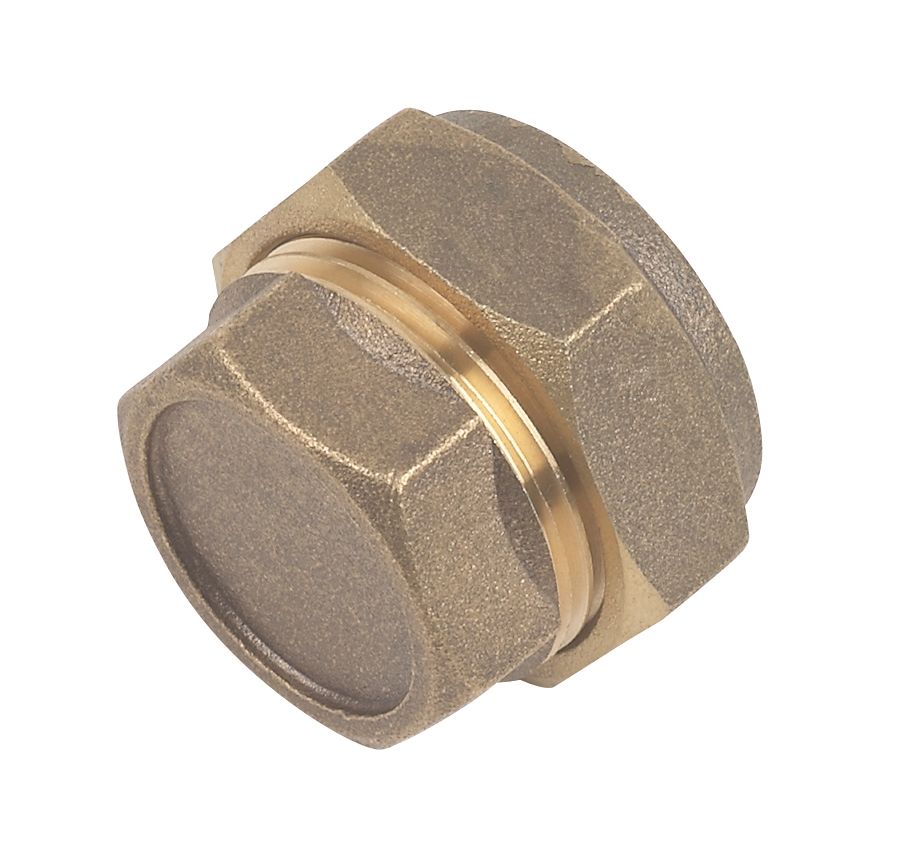 Flomasta Brass Compression Stop Ends 22mm 10 Pack - Screwfix