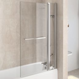 Aqualux Aqua 6 Framed Silver Bathscreen with Towel Rail 1500 x 900mm ...