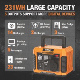 IMPAX DISCOVERY 300W Portable Power Station 231Wh - Screwfix