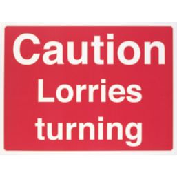 "Caution Lorries Turning" Sign 450mm x 600mm - Screwfix
