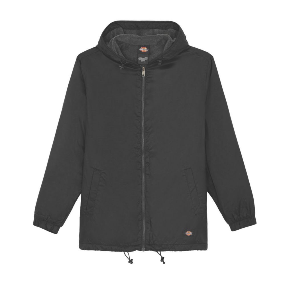 Dickies Fleece Lined Nylon Hooded Jacket Jackets Black Large 39" Chest ...