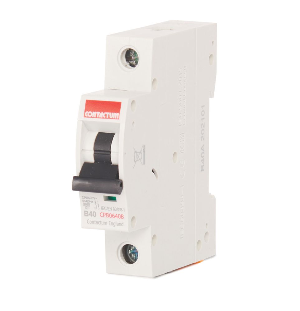 Contactum Defender 40A SP B Curve MCB - Screwfix