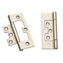 Smith & Locke Satin Nickel Flush Hinges 100mm x 59.5mm 2 Pack - Screwfix
