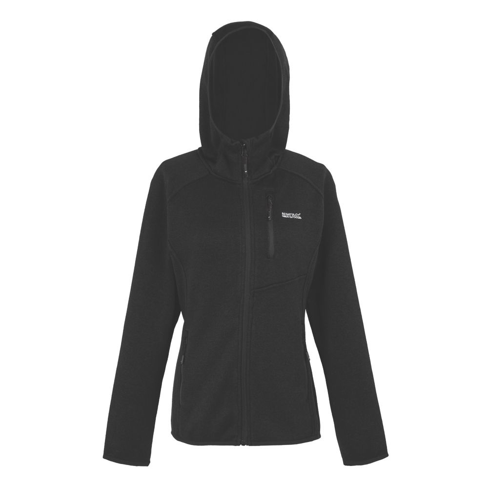 Regatta Hooded Newhill Womens Fleece Black Size 14 - Screwfix