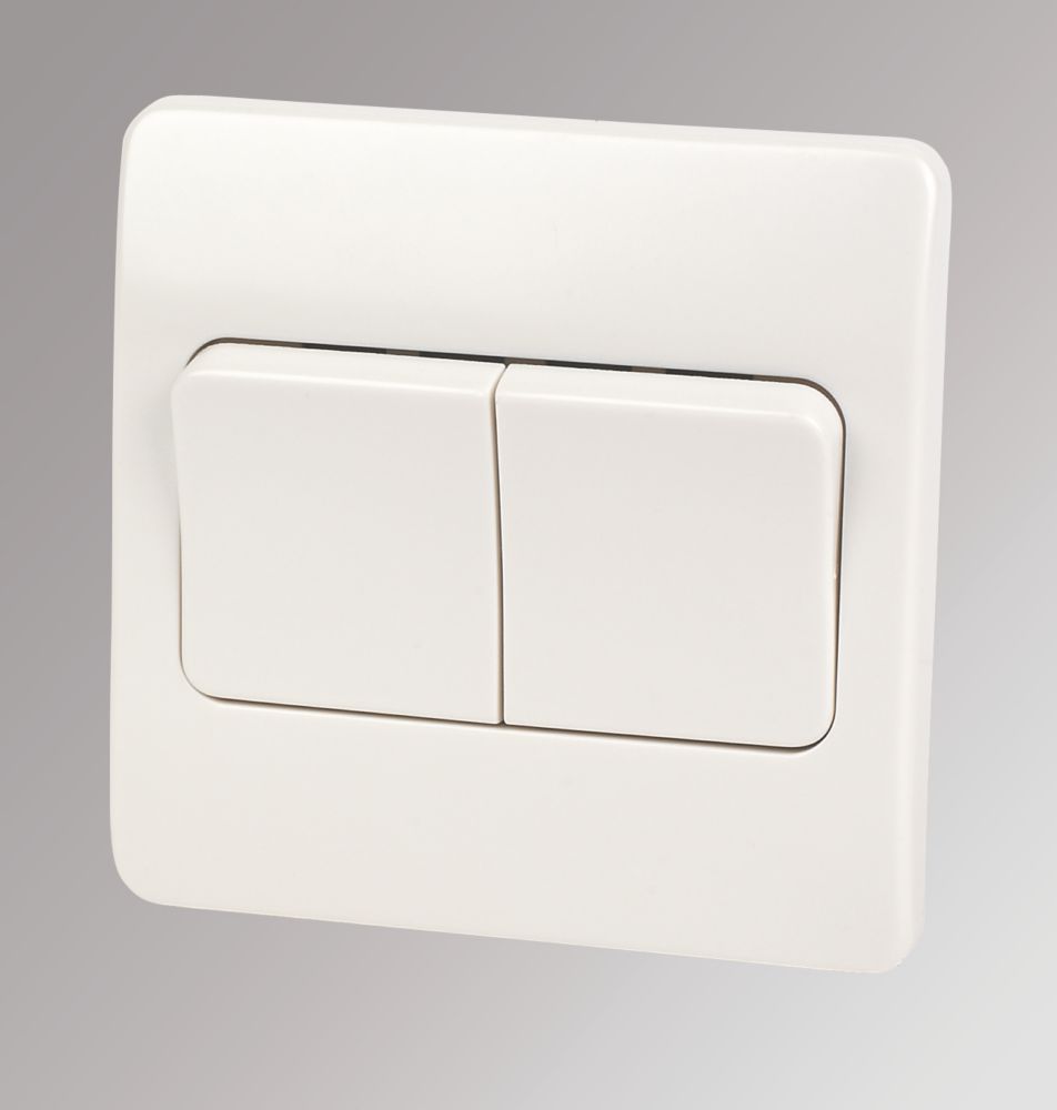 MK Logic Plus 10AX 2-Gang 2-Way Light Switch White - Screwfix