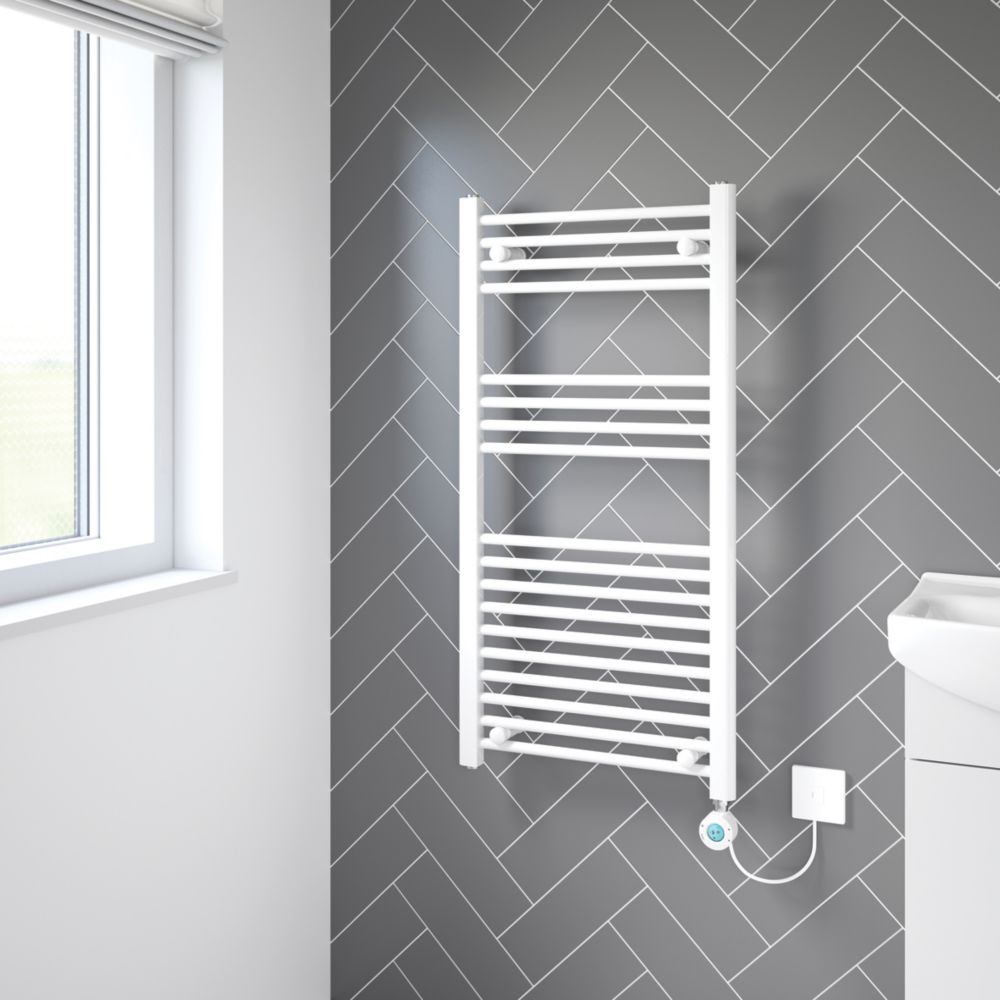 Flomasta 1000mm x 500mm 852BTU White Flat Electric Towel Radiator ...