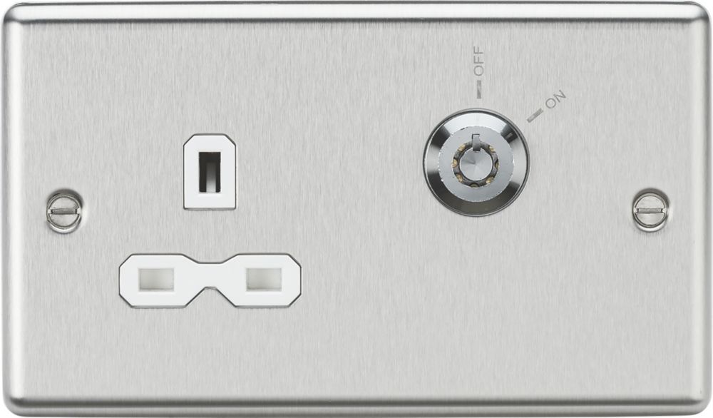 Knightsbridge 13A Key Switch 1-Gang DP Switched Socket Brushed Chrome ...