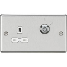 Knightsbridge 13A Key Switch 1-Gang DP Switched Socket Brushed Chrome ...