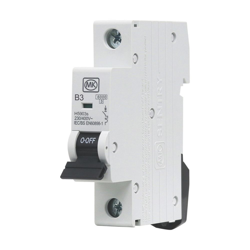 MK Sentry 3A SP B Curve MCB - Screwfix