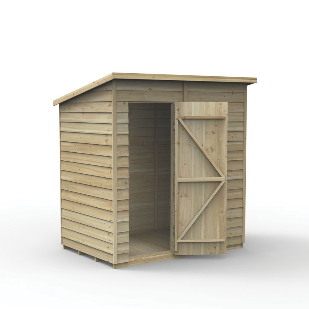 Forest 4Life 6' x 4' (Nominal) Pent Overlap Timber Shed with Assembly ...