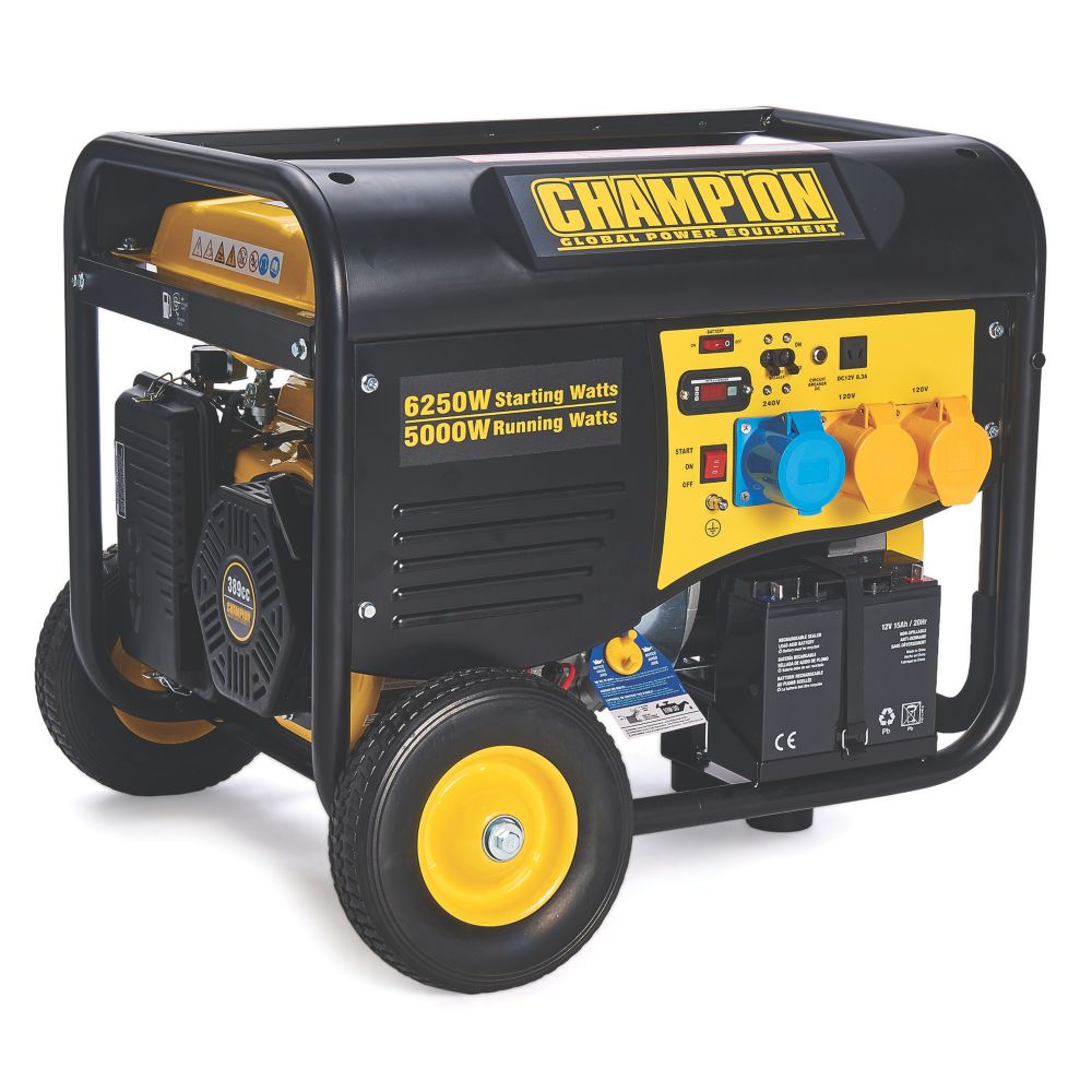 Champion CPG6500E2 5500W Frame Type Petrol Generator 120 / 240V - Screwfix