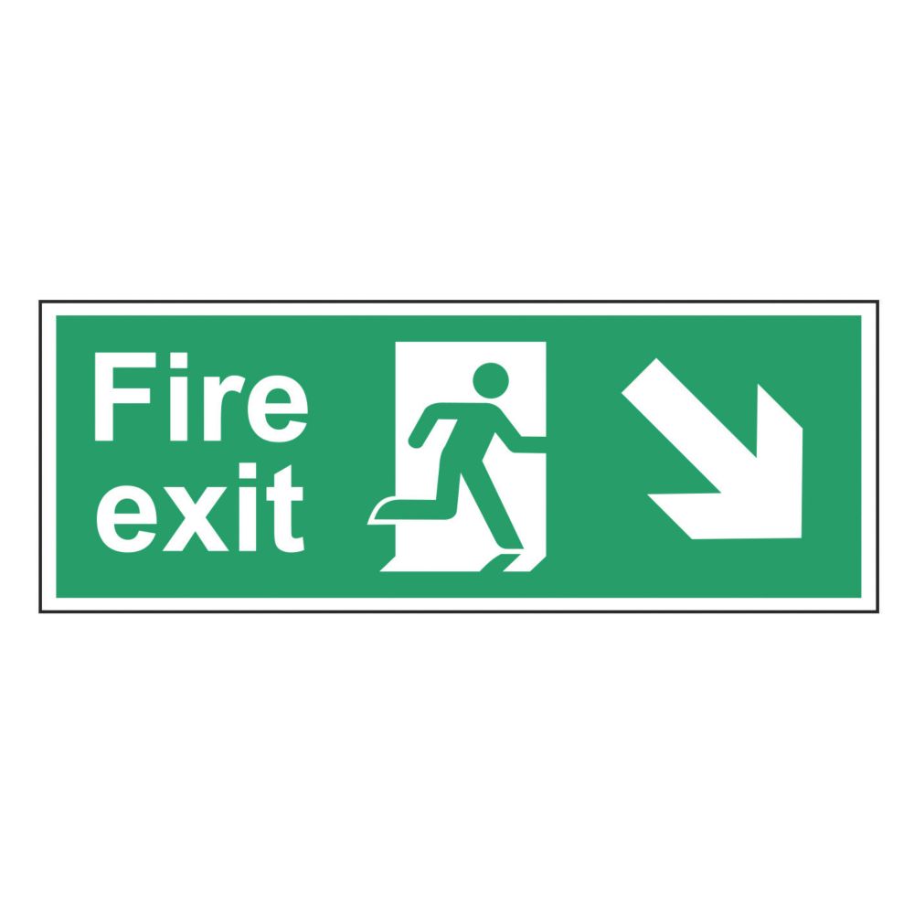 Essentials Non Photoluminescent "Fire Exit Man Down Right Arrow" Sign ...