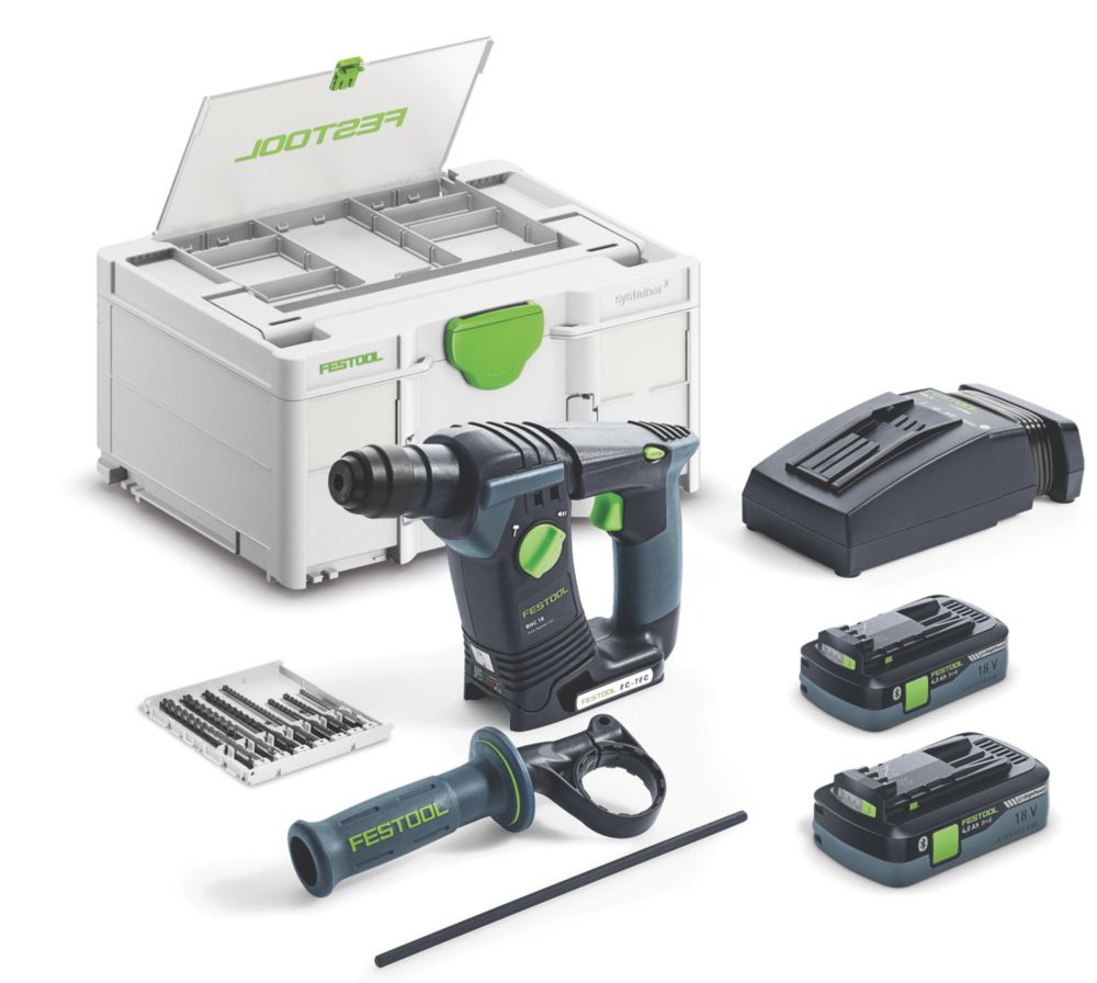 Festool BHC 18 HPC 4.0 I-Plus 2.5kg 18V 2 x 4.0Ah Li-Ion Airstream Li-High Power & Bluetooth ...