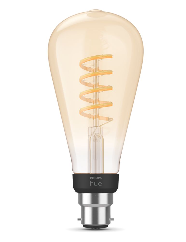 Philips Hue B22 ST72 LED Smart Light Bulb 7W 550lm - Screwfix