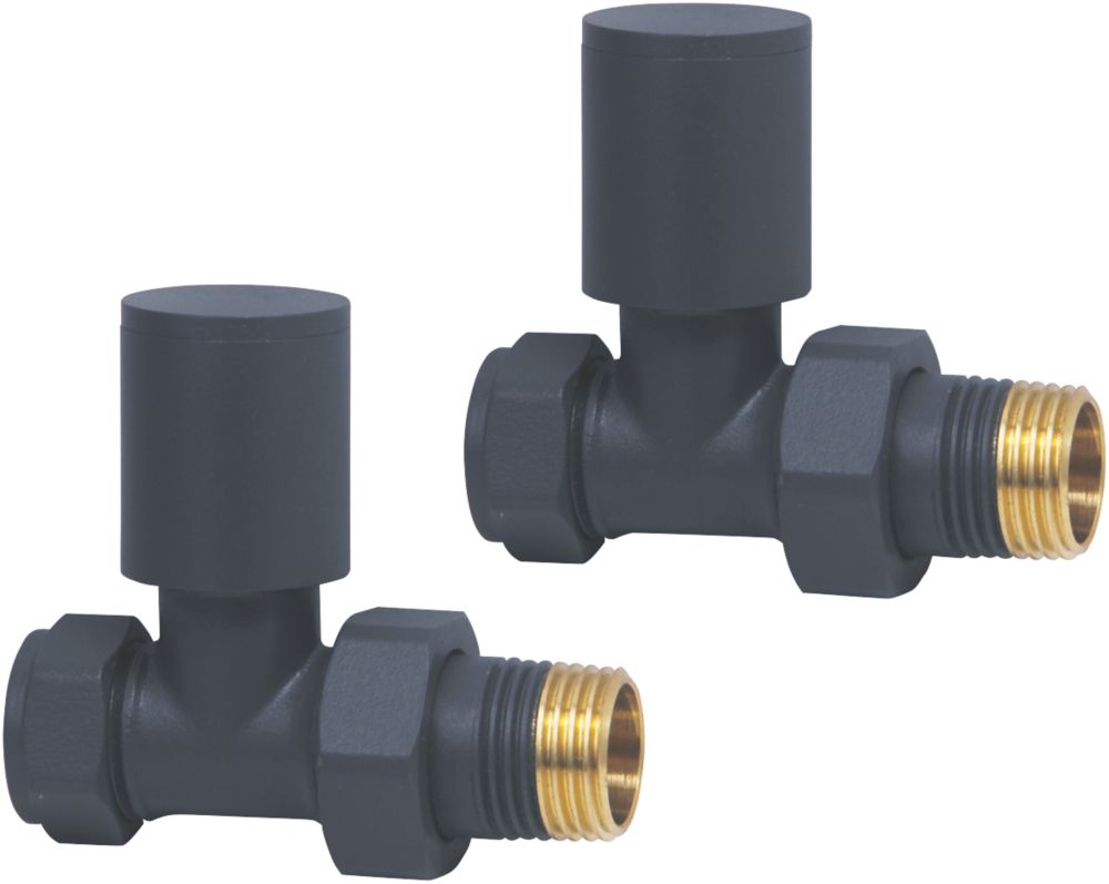 Anthracite Straight Radiator Valves | Radiators | Screwfix.com