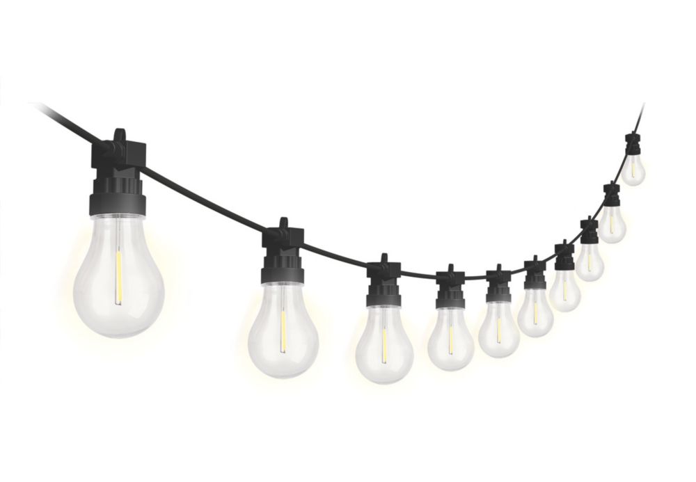 4lite Antheia 6.1m Outdoor LED Solar-Powered Festoon Lights 26lm - Screwfix