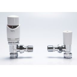 Drayton TRV4 15mm x 1/2" White Angled Designer Thermostatic Radiator ...