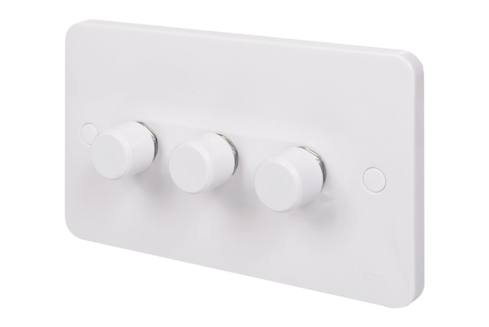 Schneider Electric Lisse 3-Gang 2-Way Dimmer Switch White - Screwfix