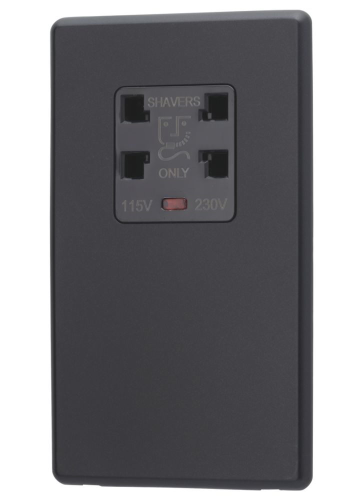 Arlec 2-Gang Dual Voltage Shaver Socket 115/230V Black with Colour ...
