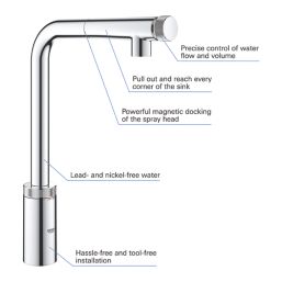 Grohe Minta Smartcontrol 31613000 Kitchen Tap Chrome - Screwfix