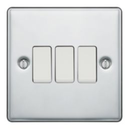 LAP 20A 16AX 3-Gang 2-Way Light Switch Polished Chrome with White ...