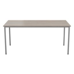 TC Group Rectangular Office Table Grey Oak/Silver 1600mm x 800mm - Screwfix