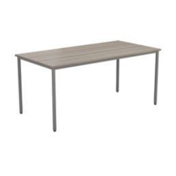 TC Group Rectangular Office Table Grey Oak/Silver 1600mm x 800mm - Screwfix