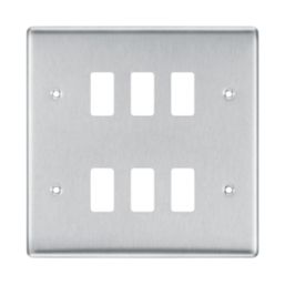 British General Nexus Metal Grid 6-Module Grid Faceplate Brushed Steel ...