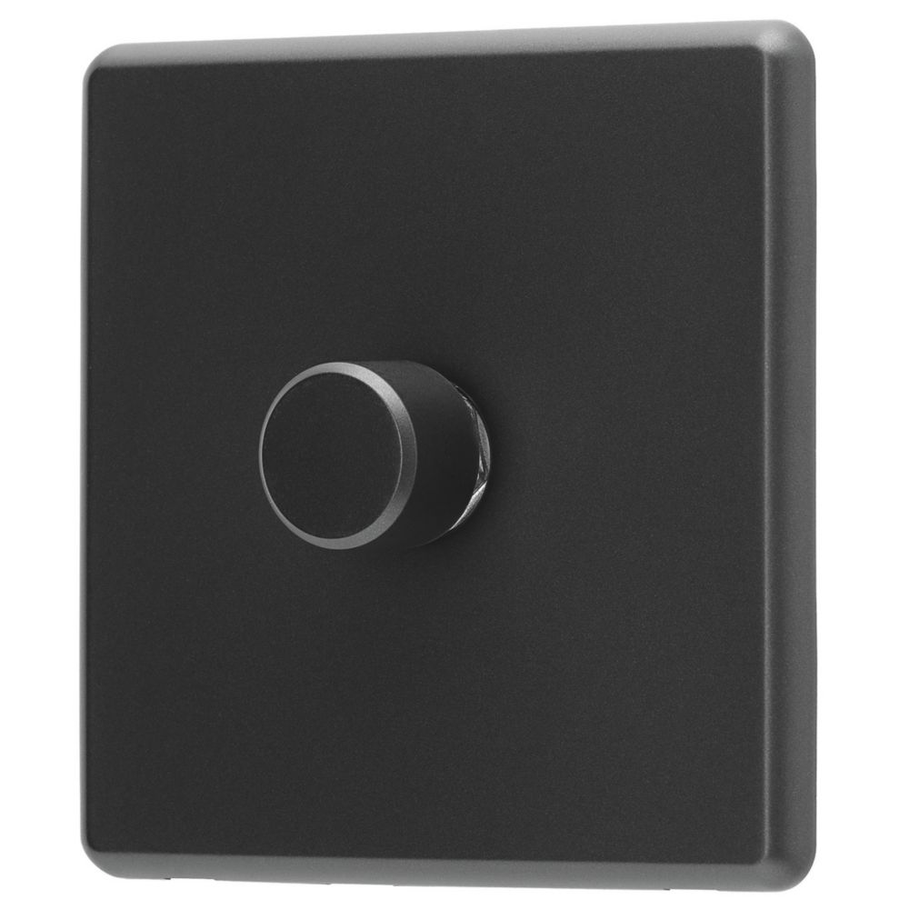 Arlec 1-Gang 2-Way LED Dimmer Switch Matt Black - Screwfix