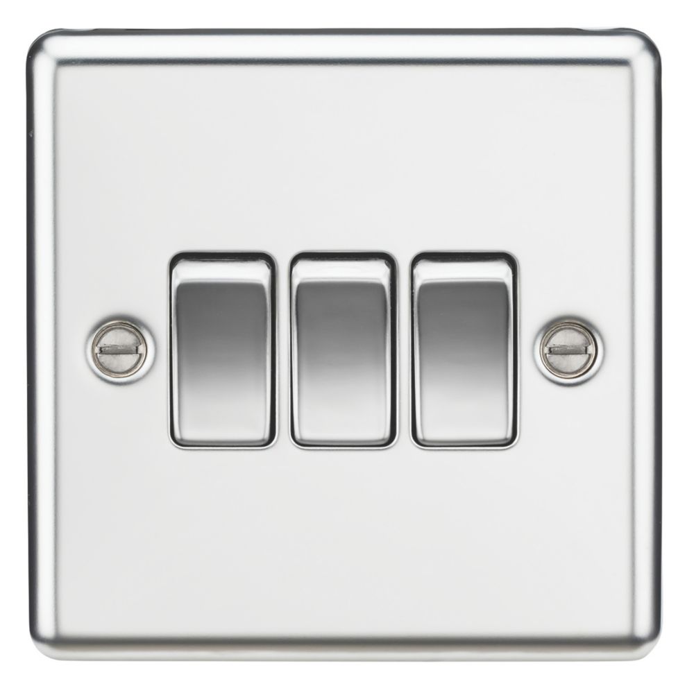 Knightsbridge 10AX 3-Gang 2-Way Light Switch Polished Chrome - Screwfix