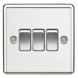 Knightsbridge 10AX 3-Gang 2-Way Light Switch Polished Chrome - Screwfix
