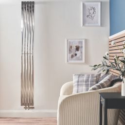 Time Twister 1800mm x 220mm 2384BTU Matt Chrome Vertical Designer ...