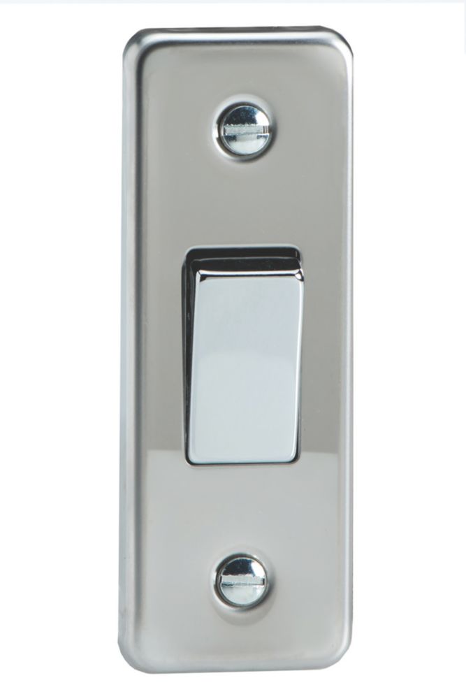 Varilight 10A 1-Gang 2-Way Architrave Light Switch Polished Chrome with ...