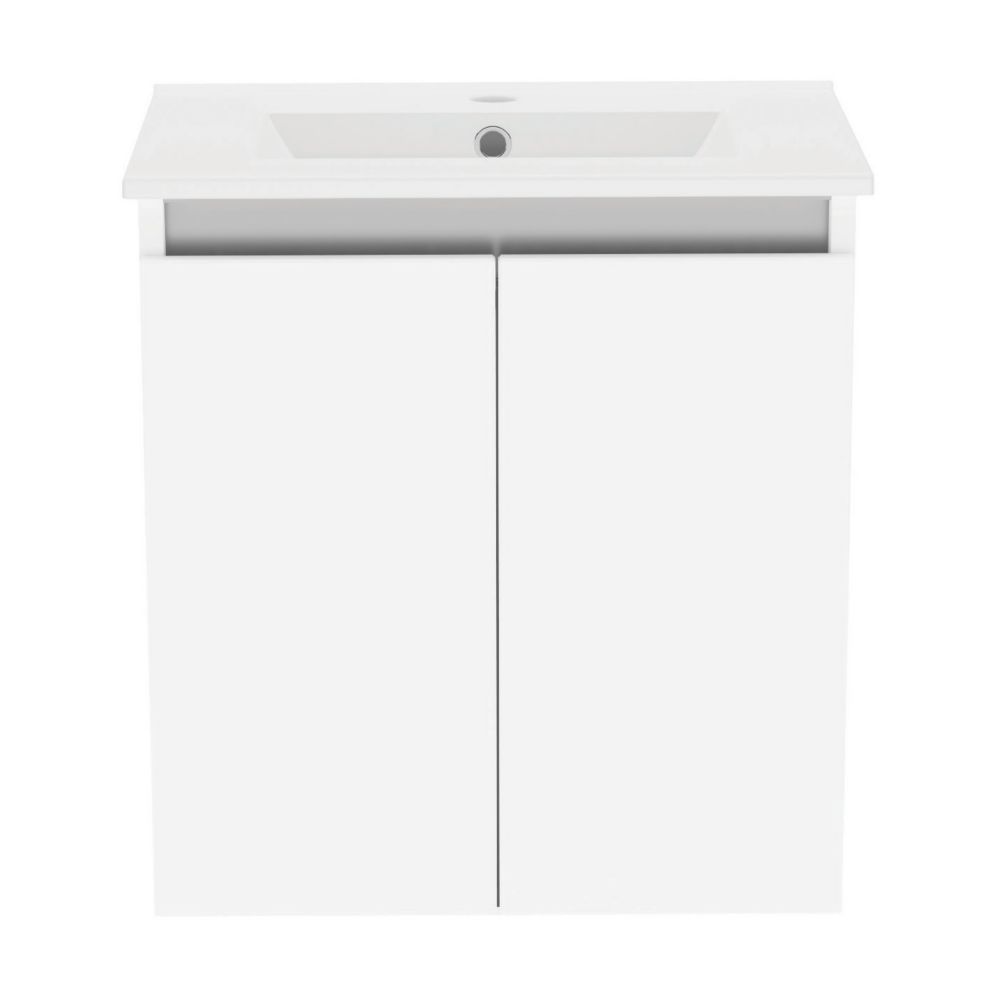 Newland Double Door Wall-Mounted Vanity Unit with Basin Gloss White ...