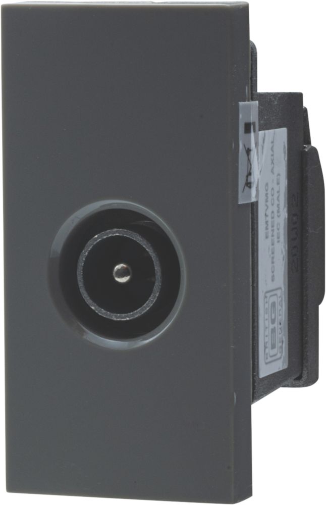British General Modular Coaxial TV Socket Grey - Screwfix