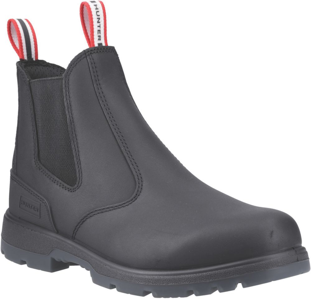 Hunter Size 9 Black Slip-On Occupational Work Boots - Screwfix