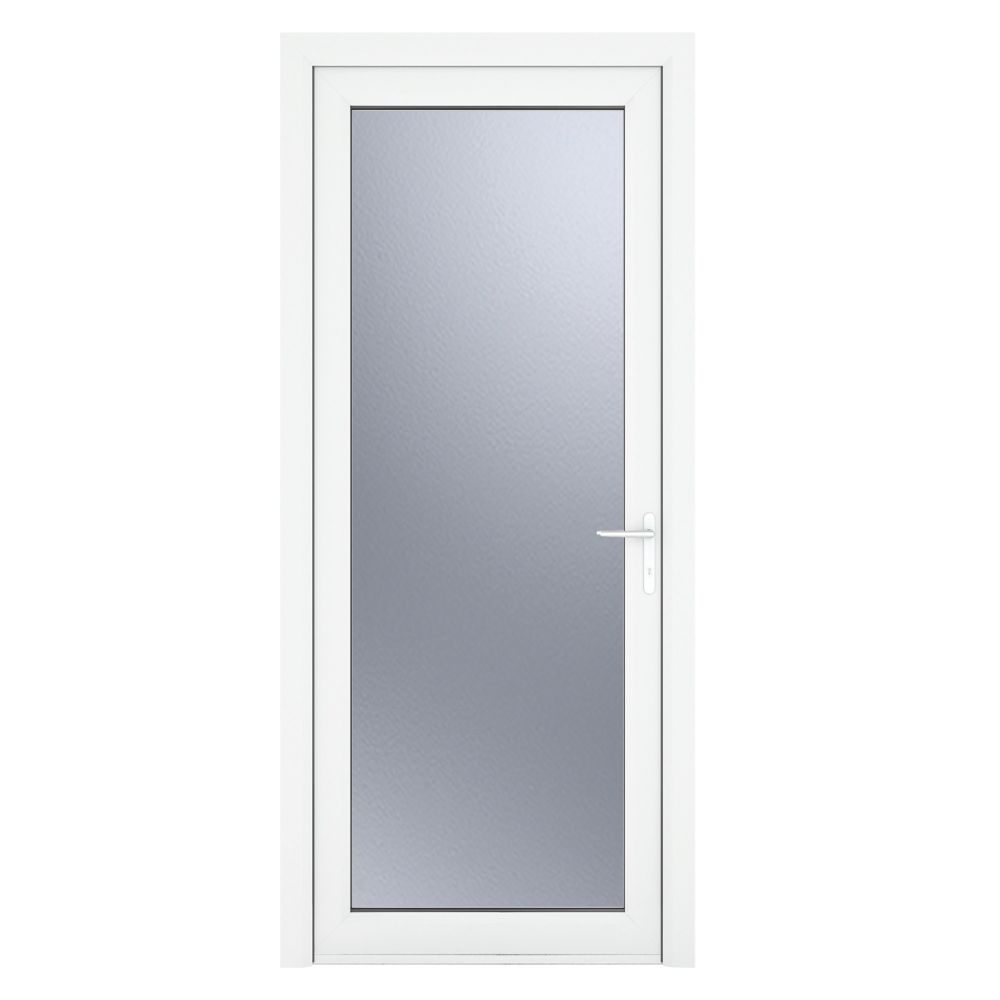 Crystal Fully Glazed 1-Obscure Light Left-Handed White uPVC Back Door ...