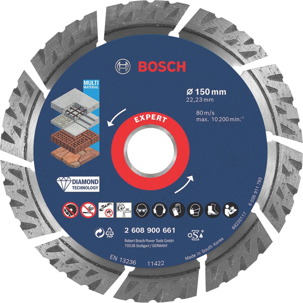Bosch Expert Masonry Diamond Cutting Disc 150mm x 22.23mm - Screwfix
