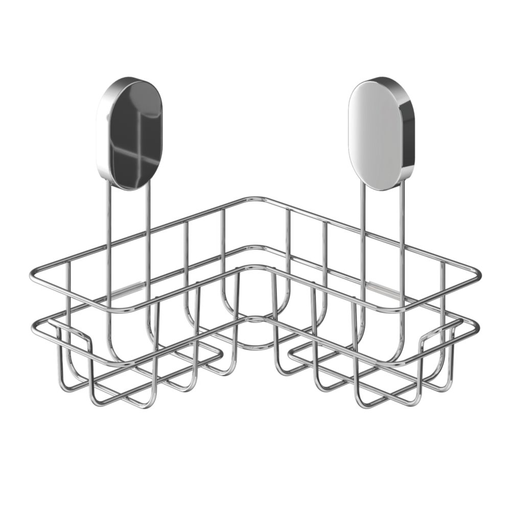 Swirl Caldew 1-Tier Bathroom Corner Shower Basket Chrome - Screwfix