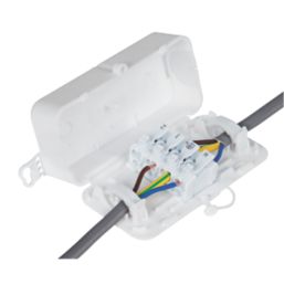 Debox 16A 2SL In-line Junction Box 50 x 29 x 97mm White - Screwfix