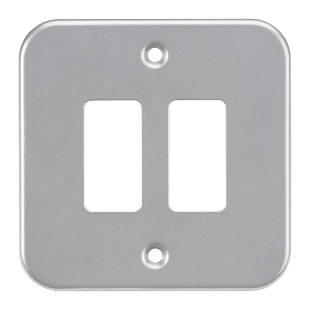 Knightsbridge 2-Module Grid Metal Clad Faceplate - Screwfix