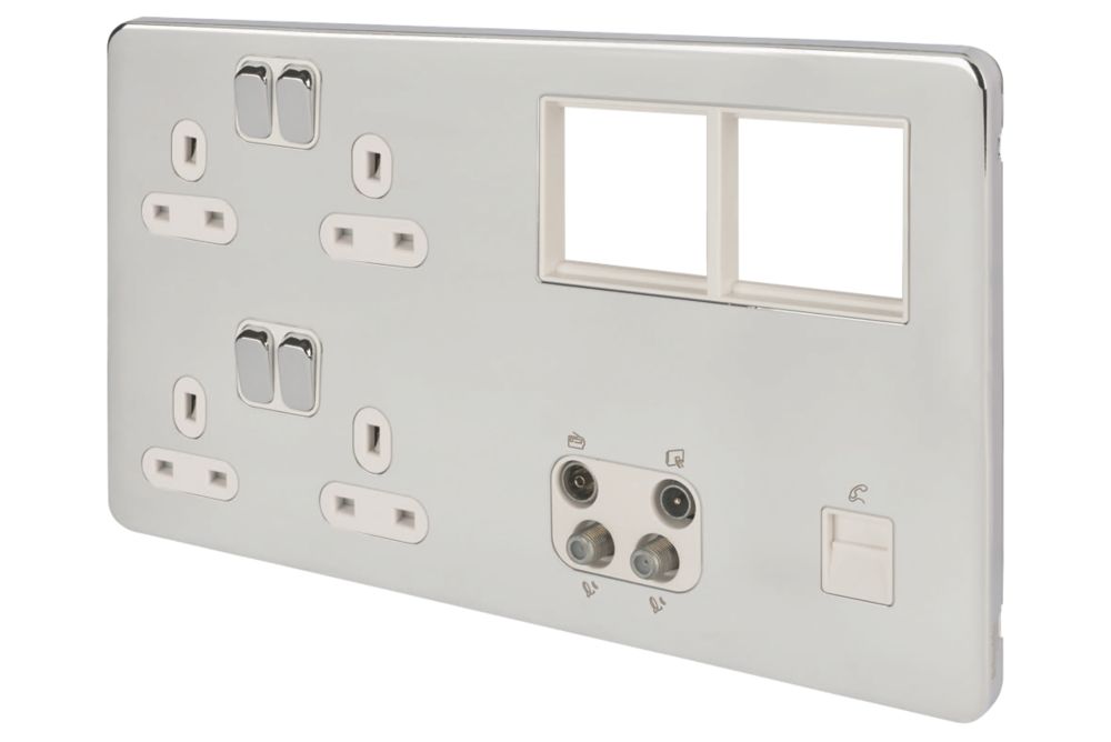 Schneider Electric Lisse Deco 13A 2-Gang Data Socket Polished Chrome ...
