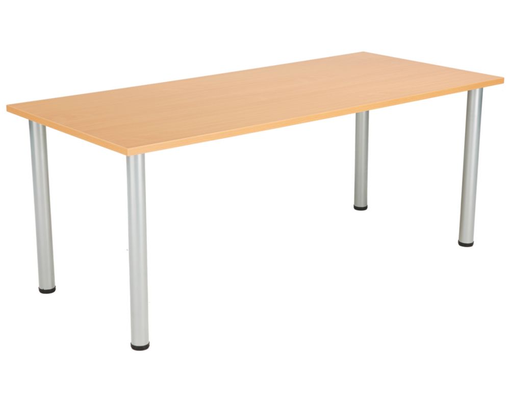 TC Group One Fraction Plus Rectangular Meeting Table Beech/Silver ...