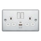 Chrome Double Sockets | Chrome 2 Gang Socket | Screwfix