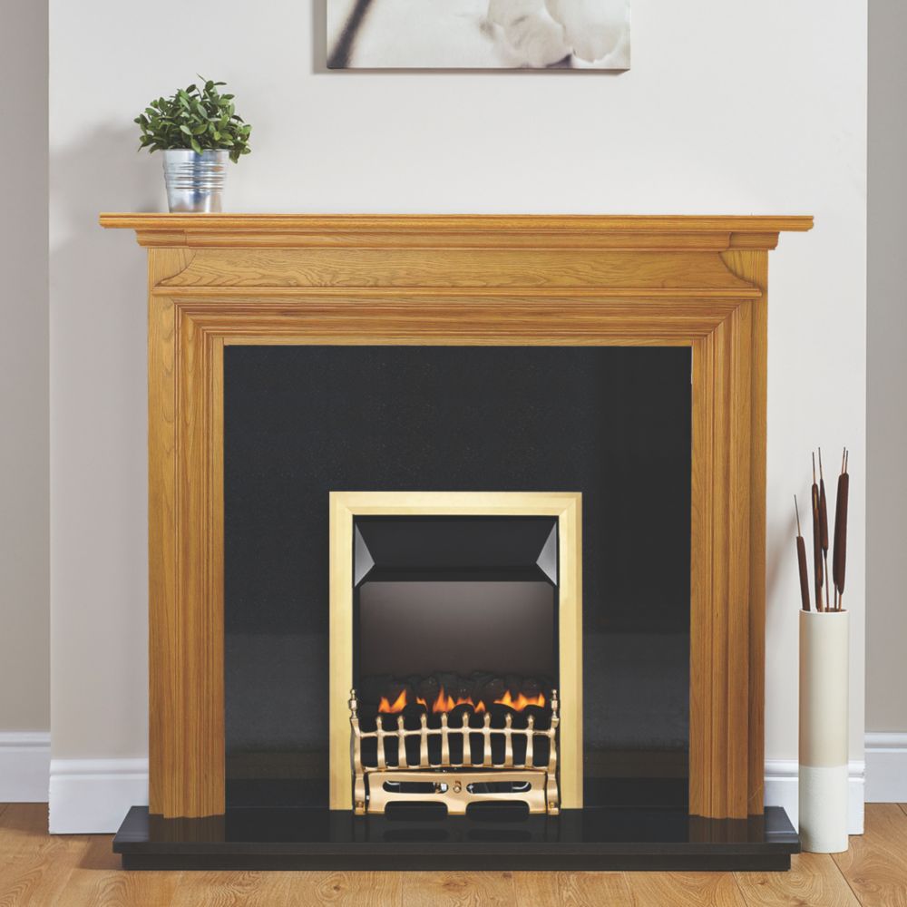 Focal Point Blenheim Brass Rotary Control Gas Inset Flueless Fire 497mm ...